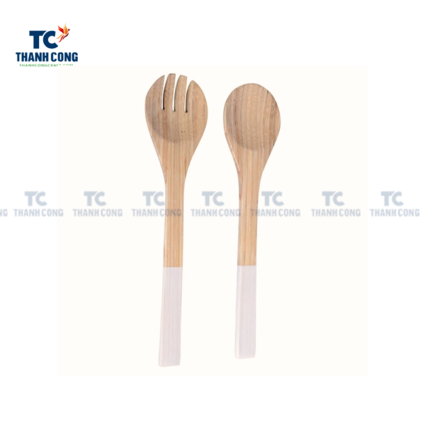 Bamboo Salad Servers In White (TCSBT-23019)