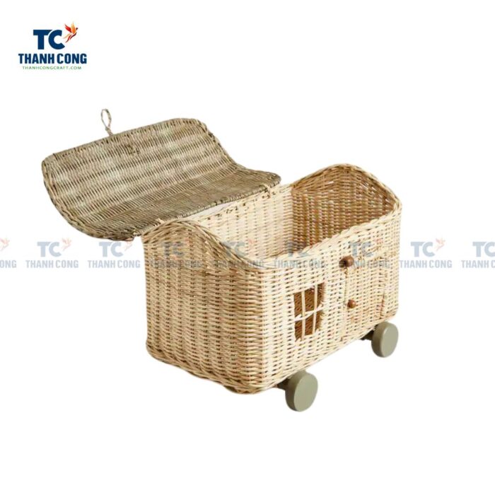 Wicker Rattan House Basket with Wheels (TCBDA-24052)
