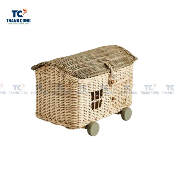 Wicker Rattan House Basket with Wheels (TCBDA-24052)