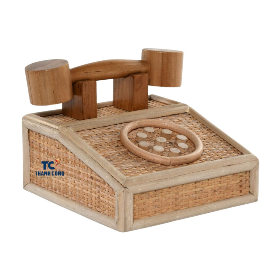 Vintage Rattan Telephone Toy - TCRTO 8987